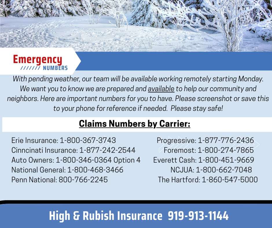 Emergency Contact Information | High & Rubish Insurance Agency