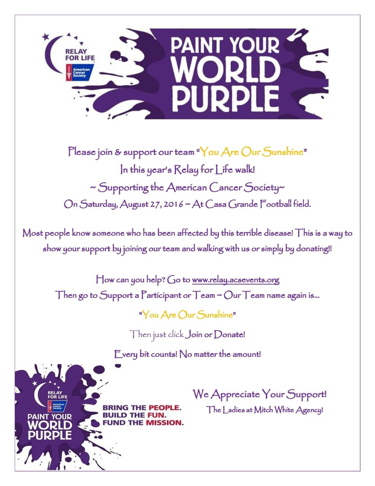 Support our team as we support the American Cancer Society in The Relay ...