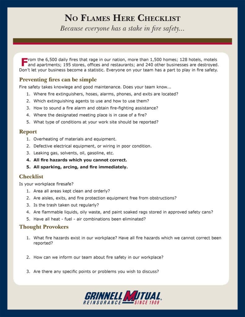 Fire Safety Checklist for Businesses! | Pardridge Insurance Agency, Inc.
